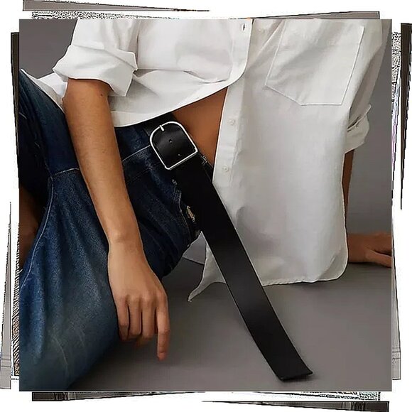 Anthropologie | Accessories | Nwot Black Classic Leather Tail Belt W ...